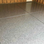 Small two car garage Wombat flake epoxy – The Epoxy Floor Company